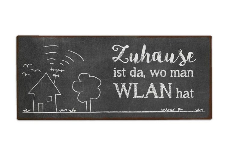 Schild für Dich Zuhause ist da, wo man WLAN hat | Vintage Metallschild